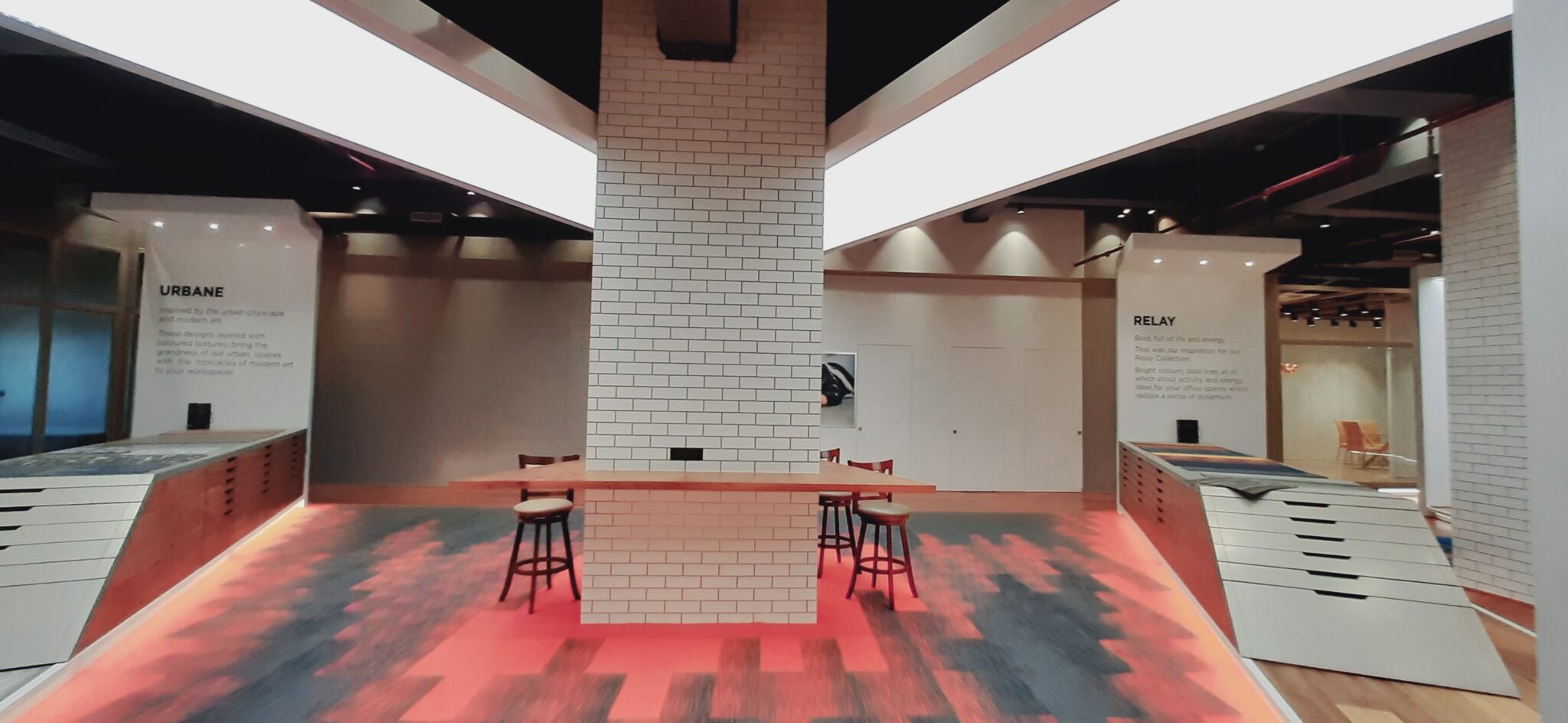 Translucent backlit stretch ceilings @ Welspun Flooring, Hyderabad