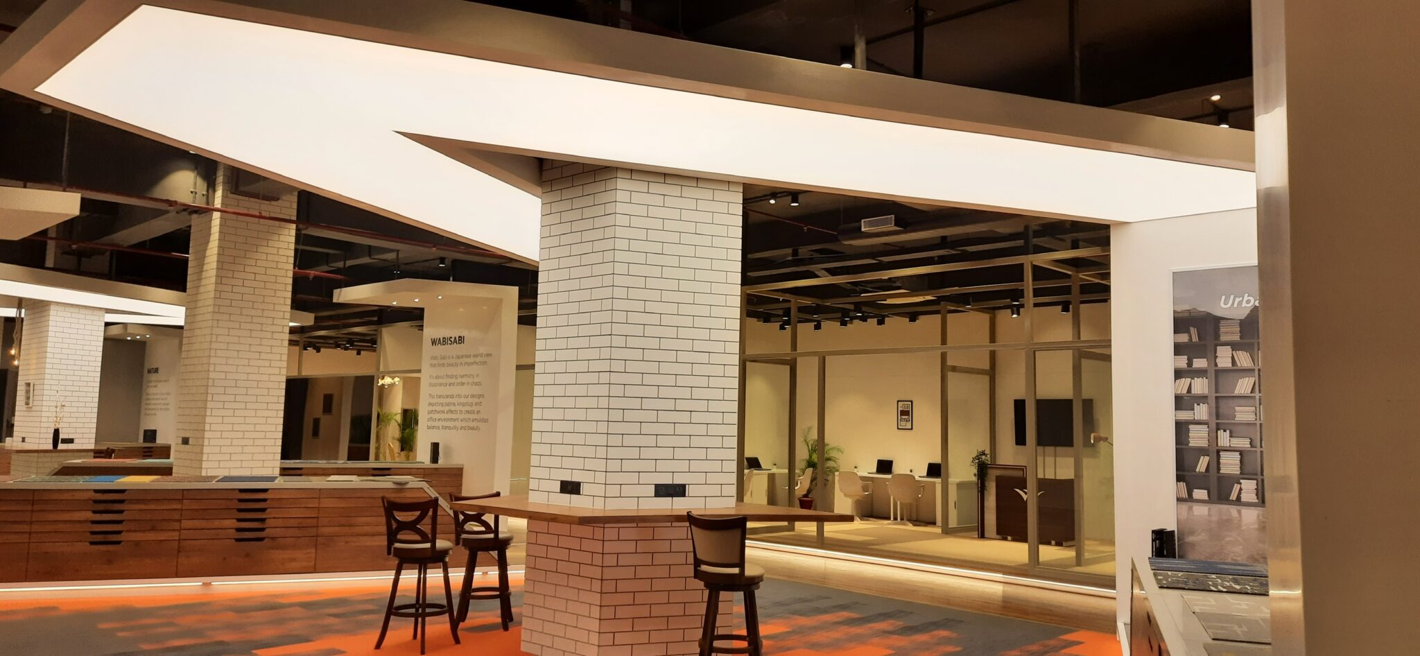 Translucent backlit stretch ceilings @ Welspun Flooring, Hyderabad