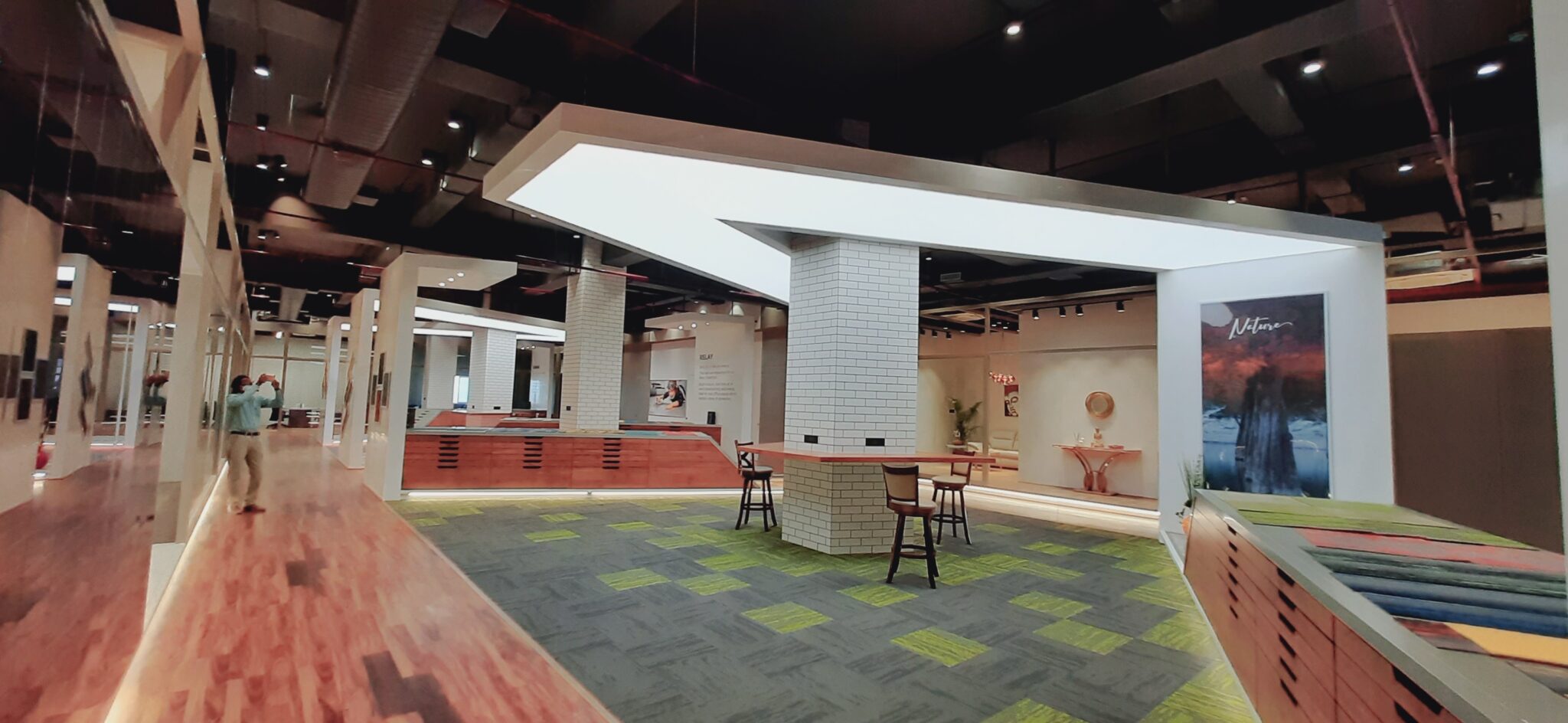 Translucent backlit stretch ceilings @ Welspun Flooring, Hyderabad